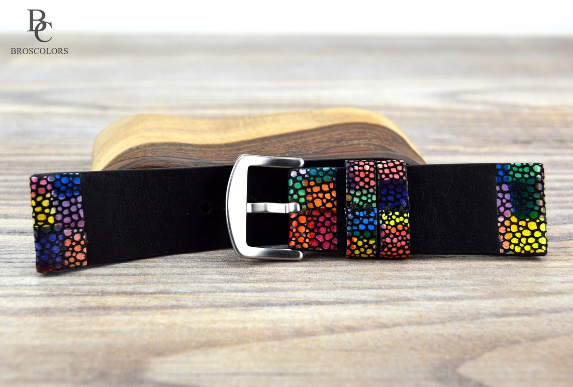 Colorful Leather Watch Band Rainbow Watch Band Multicolored - Etsy