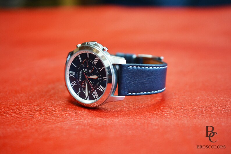 Custom Blue Watch Band Handmade Blue Leather Watch Strap - Etsy