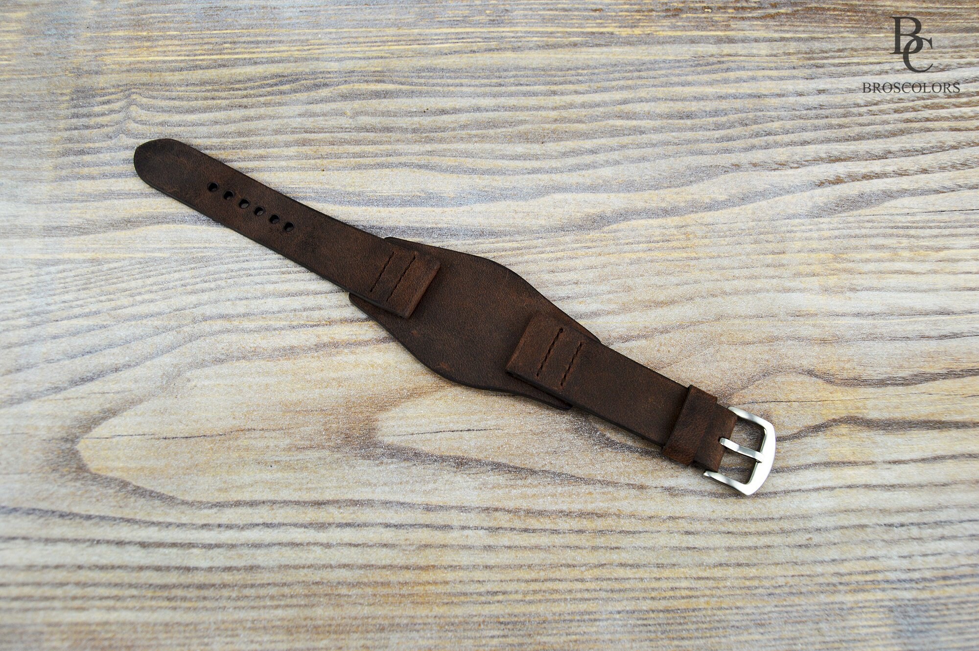 Brown Leather Cuff Watch Band Crazy Horse Cuff Watch Strap - Etsy