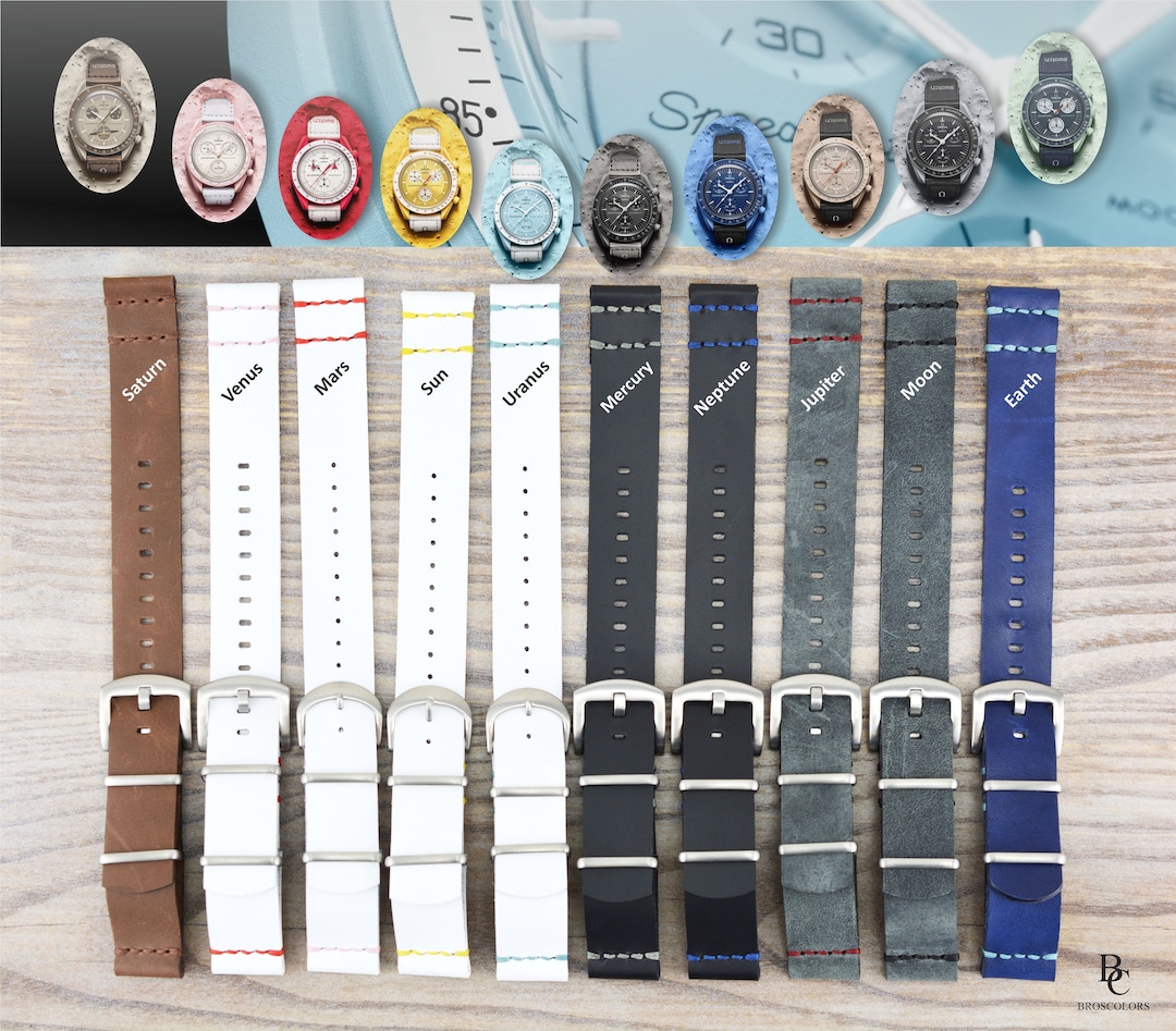 Omega Swatch Moonswatch Leather Watch Band / Two Pieces Military Watch ...