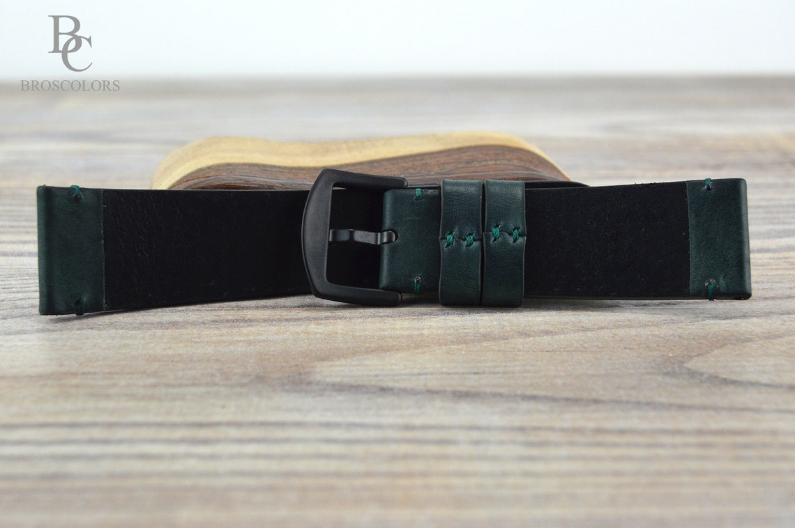 Green Leather Watch Strap, Custom Made Watch Band, Classic Watch Band ...