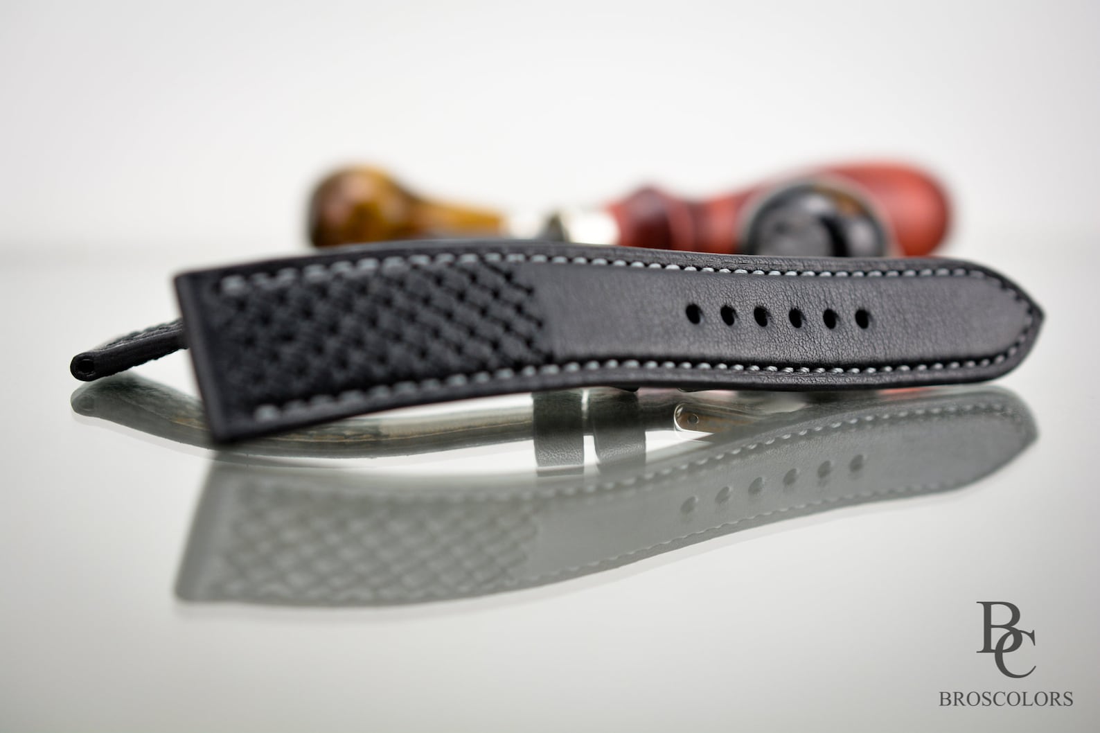 Black Leather Watch Strap, Cross Stitched Watch Band, Luxury Mens Watch ...