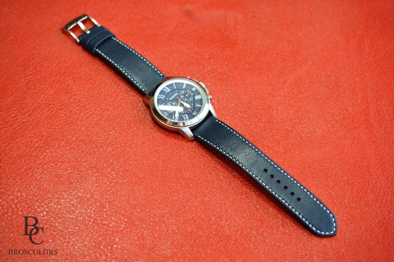 Custom Blue Watch Band Handmade Blue Leather Watch Strap - Etsy