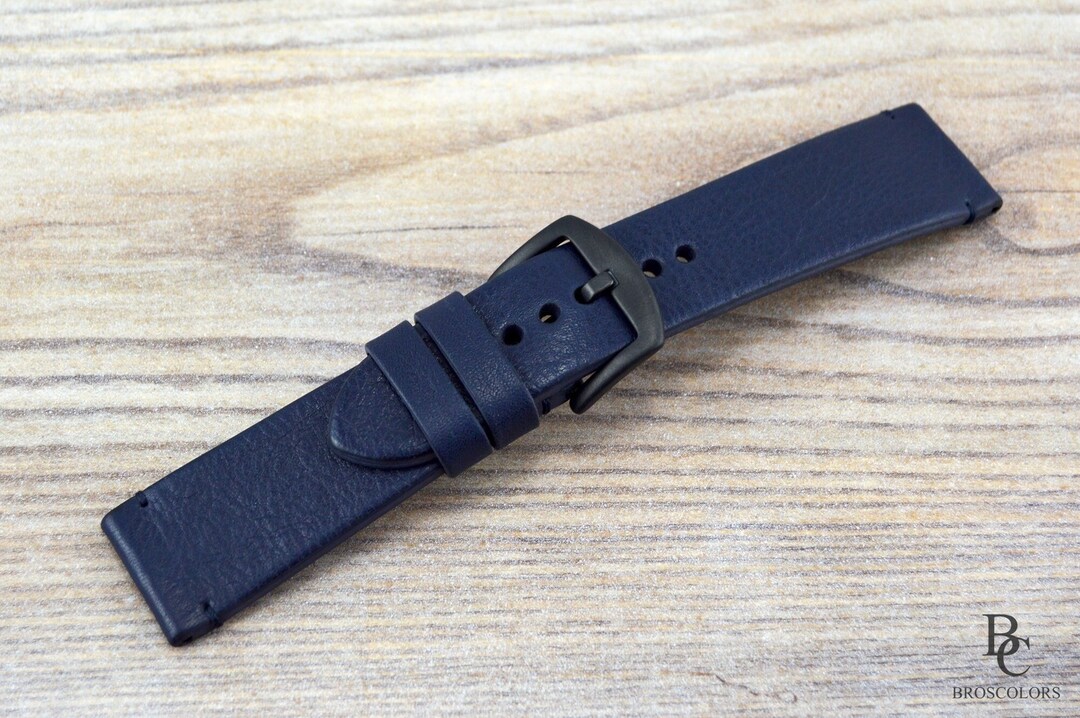 Blue Leather Watch Strap, Custom Made Watch Band, Classic Watch Band ...