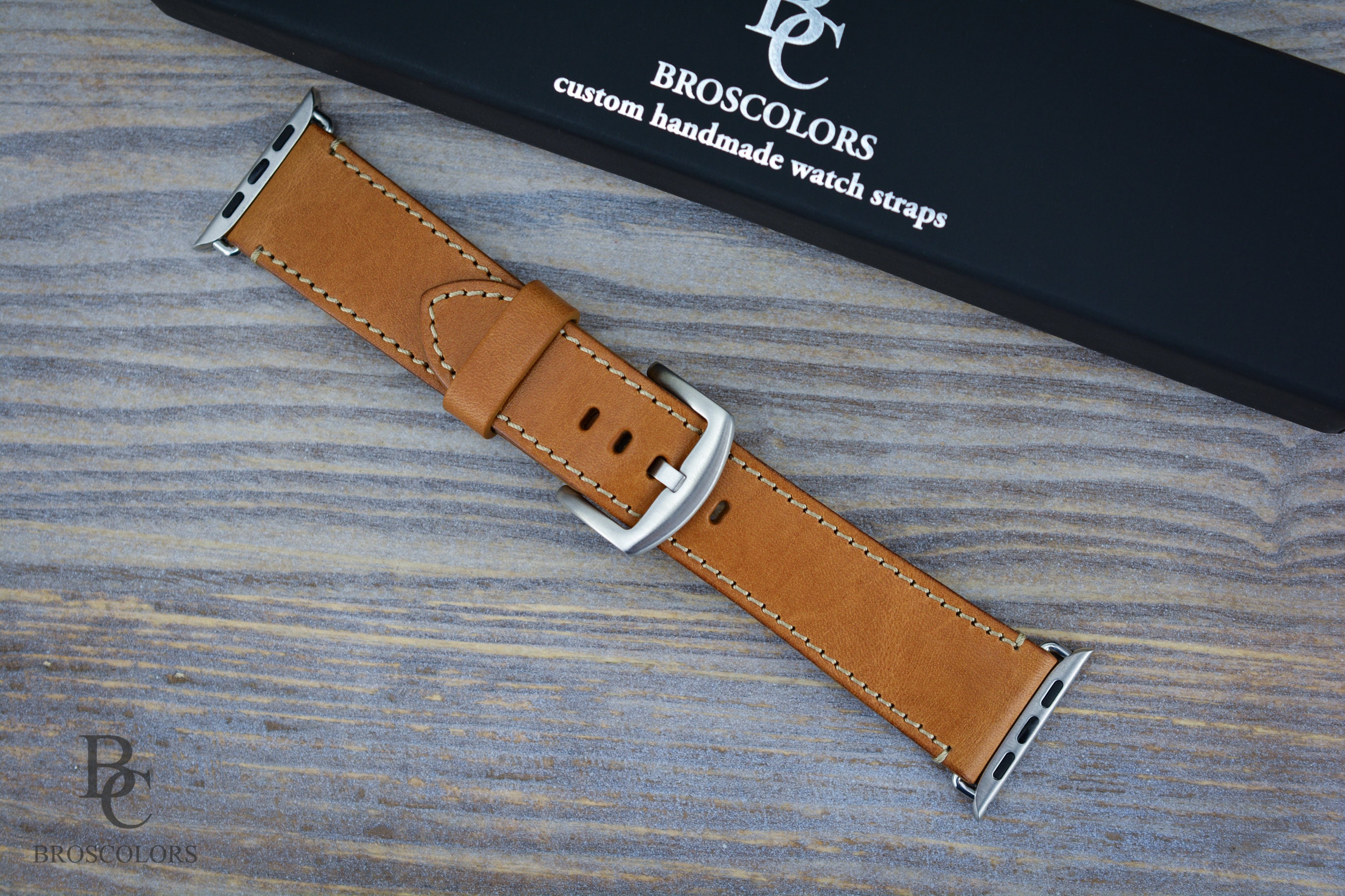 Customized Apple Leather Watch Strap Camel Brown Strap 41/45mm - Etsy