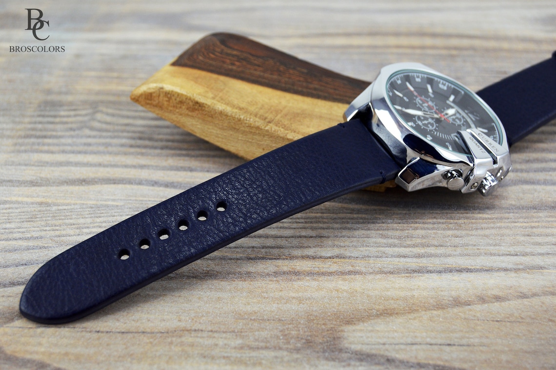 Blue Leather Watch Strap Custom Made Watch Band Classic - Etsy