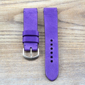 Purple Leather Watch Band, Purple Watch Strap, Classic Watch Band ...