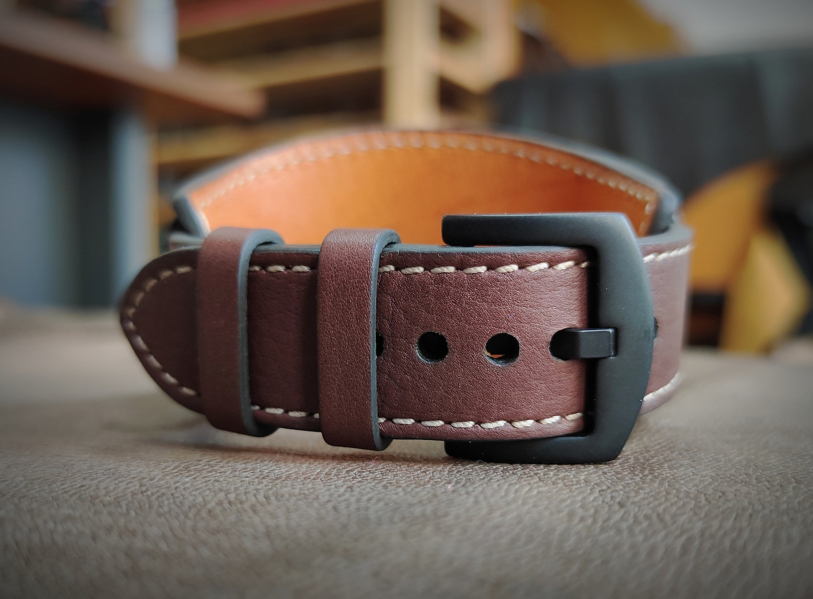 Dark Brown Leather Watch Strap Wide Watch Cuff Personalized - Etsy