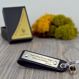 Personalized Quote Keychain, Customized Leather Key Holder, Custom ...