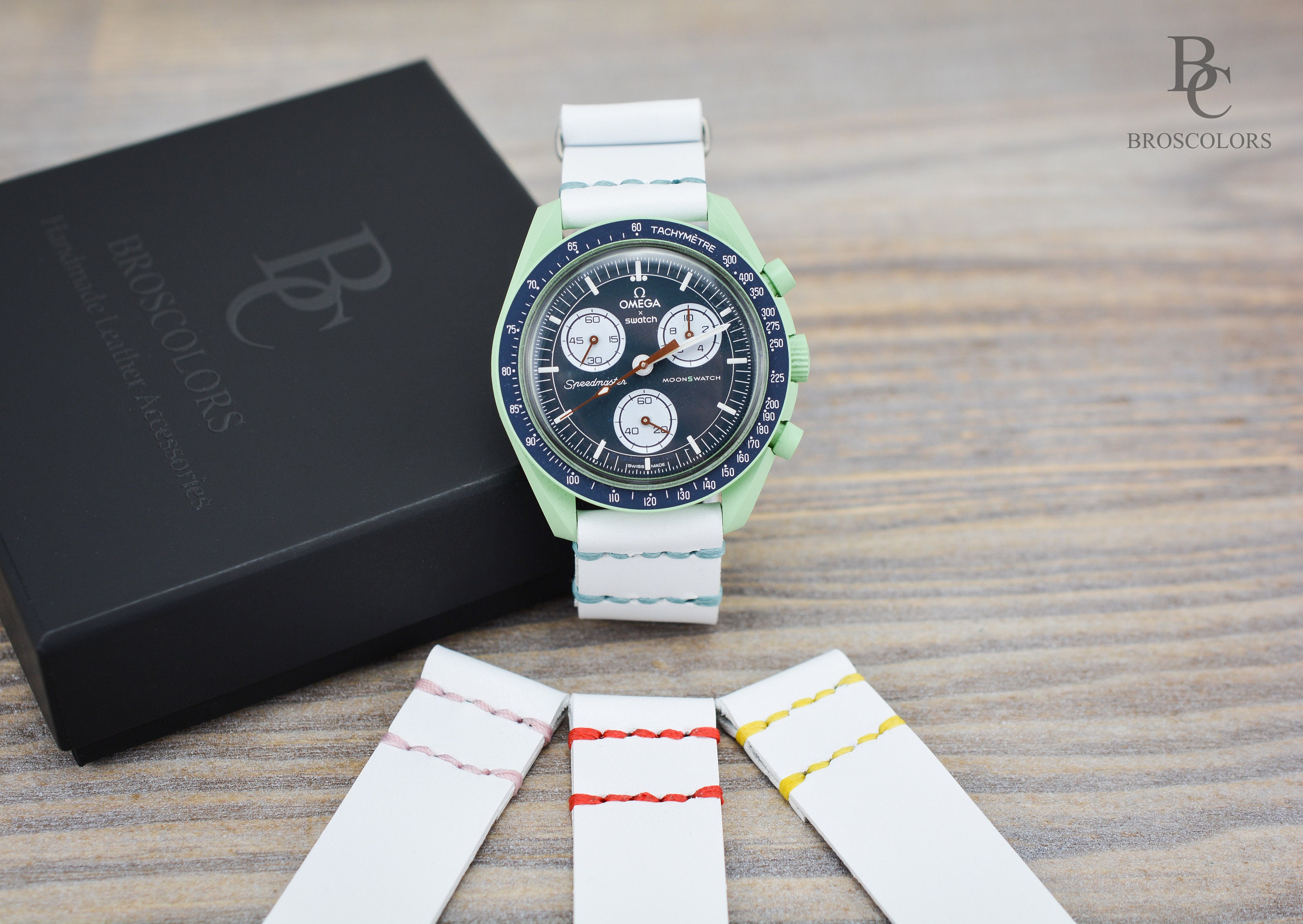 Omega Swatch Moonswatch Leather Watch Band / Two Pieces Military Watch ...