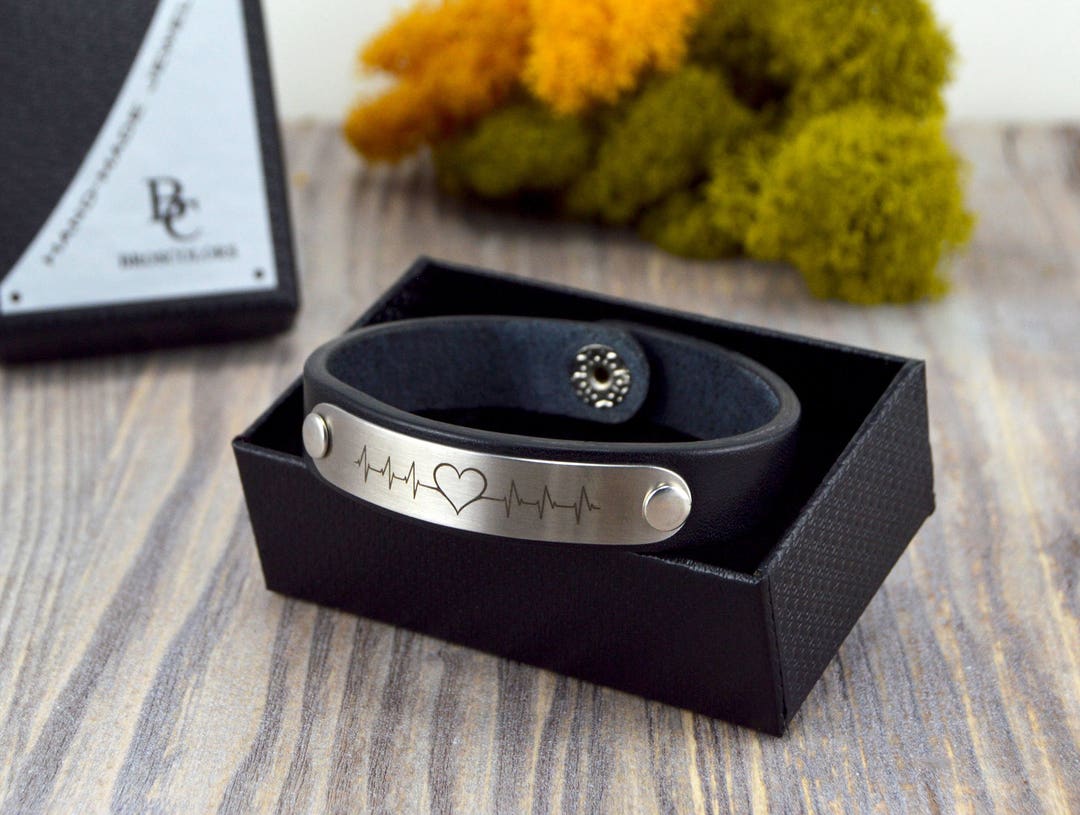 Heart Beat Bracelet, Pulse Bracelet, Leather Custom Bracelet, Heart ...