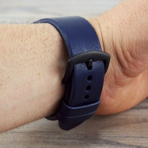 Blue Leather Watch Strap, Custom Made Watch Band, Classic Watch Band ...