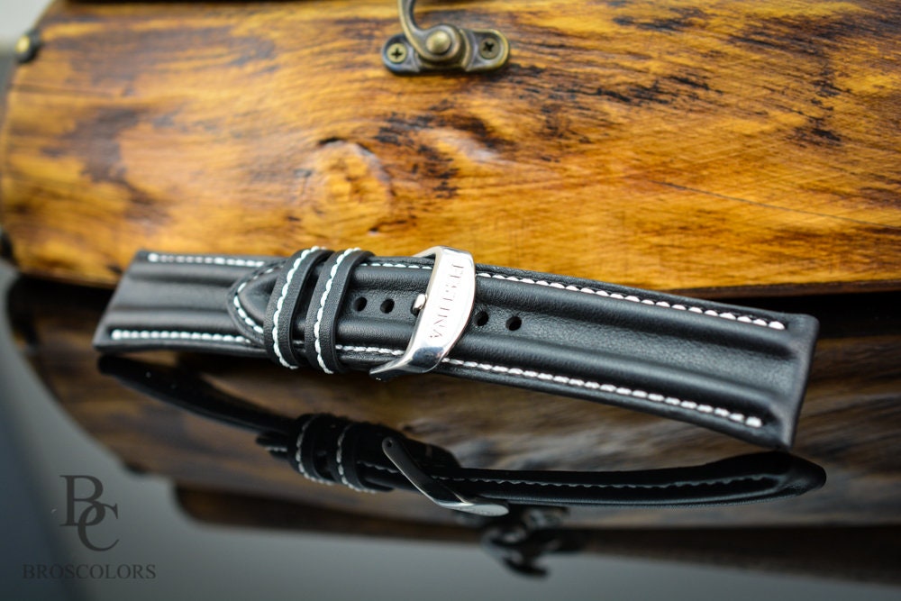 Black Leather Watch Strap Pilot Watch Strap Designer Watch | Etsy