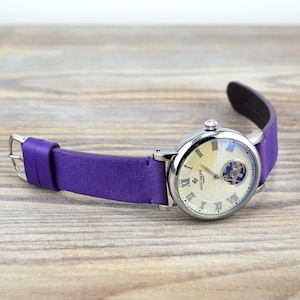 Purple Leather Watch Band, Purple Watch Strap, Classic Watch Band ...