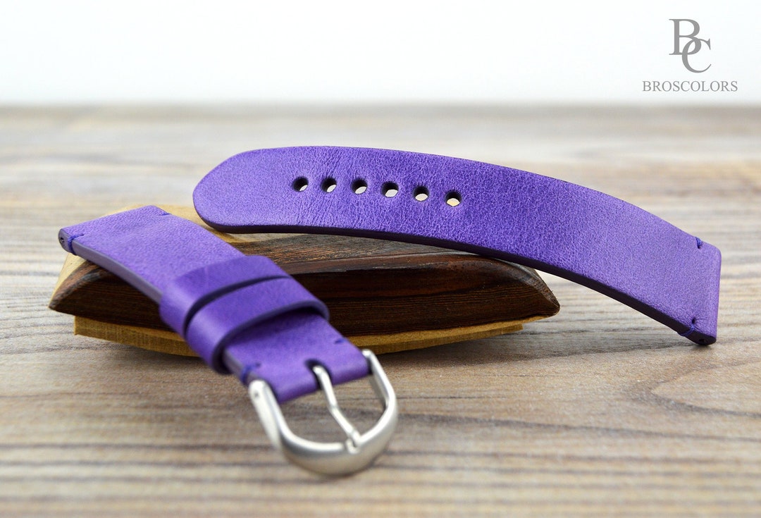 Purple Leather Watch Band, Purple Watch Strap, Classic Watch Band ...