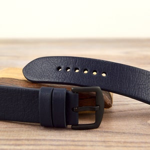 Blue Leather Watch Strap, Custom Made Watch Band, Classic Watch Band ...