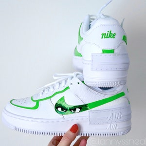 Custom Nike Air Force 1 Shadow "grinch" With Grinch Swoosh and Colored ...