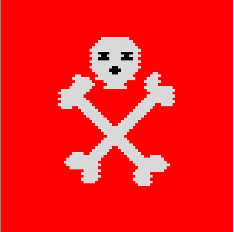 Skull and Crossbones No Jaw Design Continuous Square Graphgan 30 Row ...