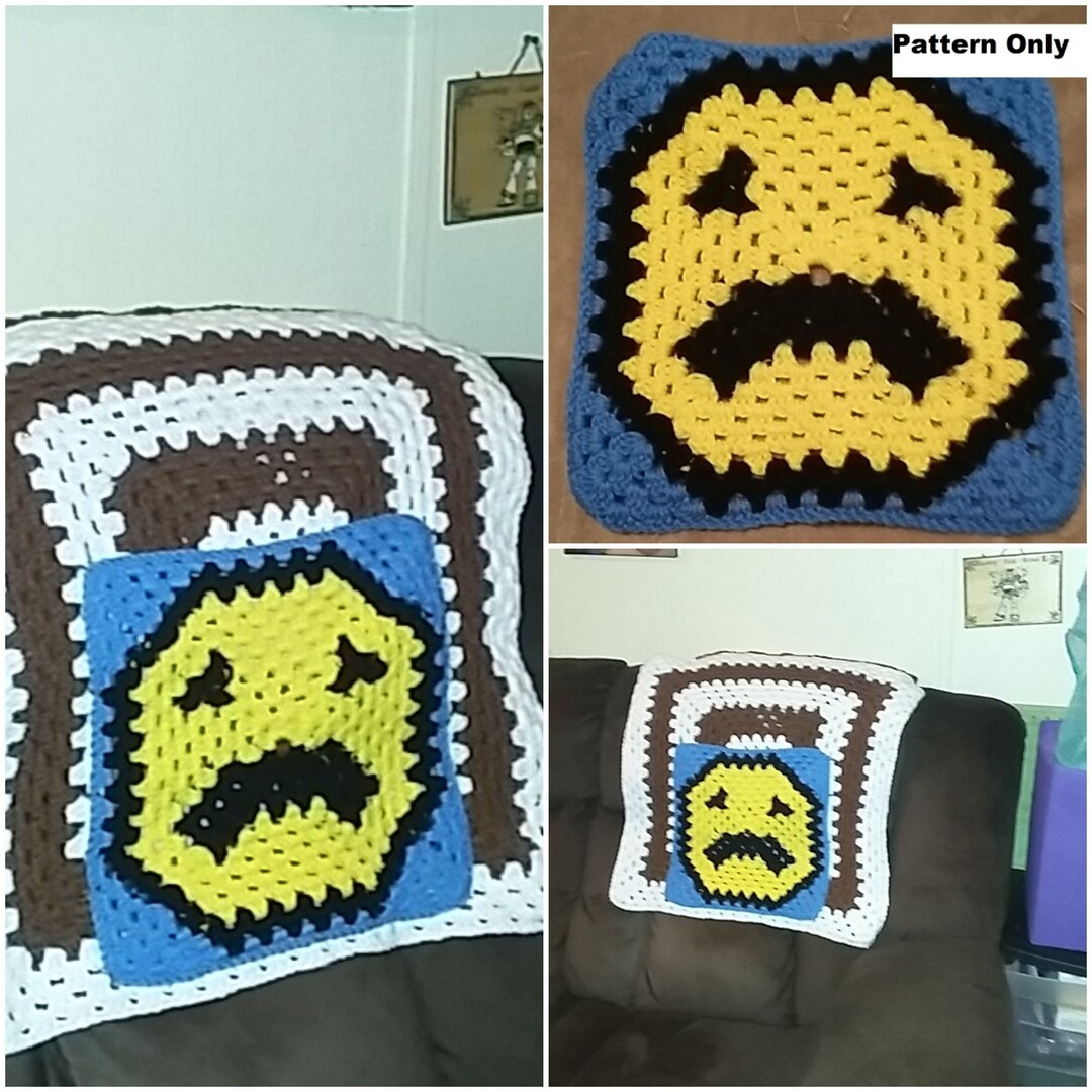Sad Face Emoji Design Continuous Square 15 Row Project Square - Etsy