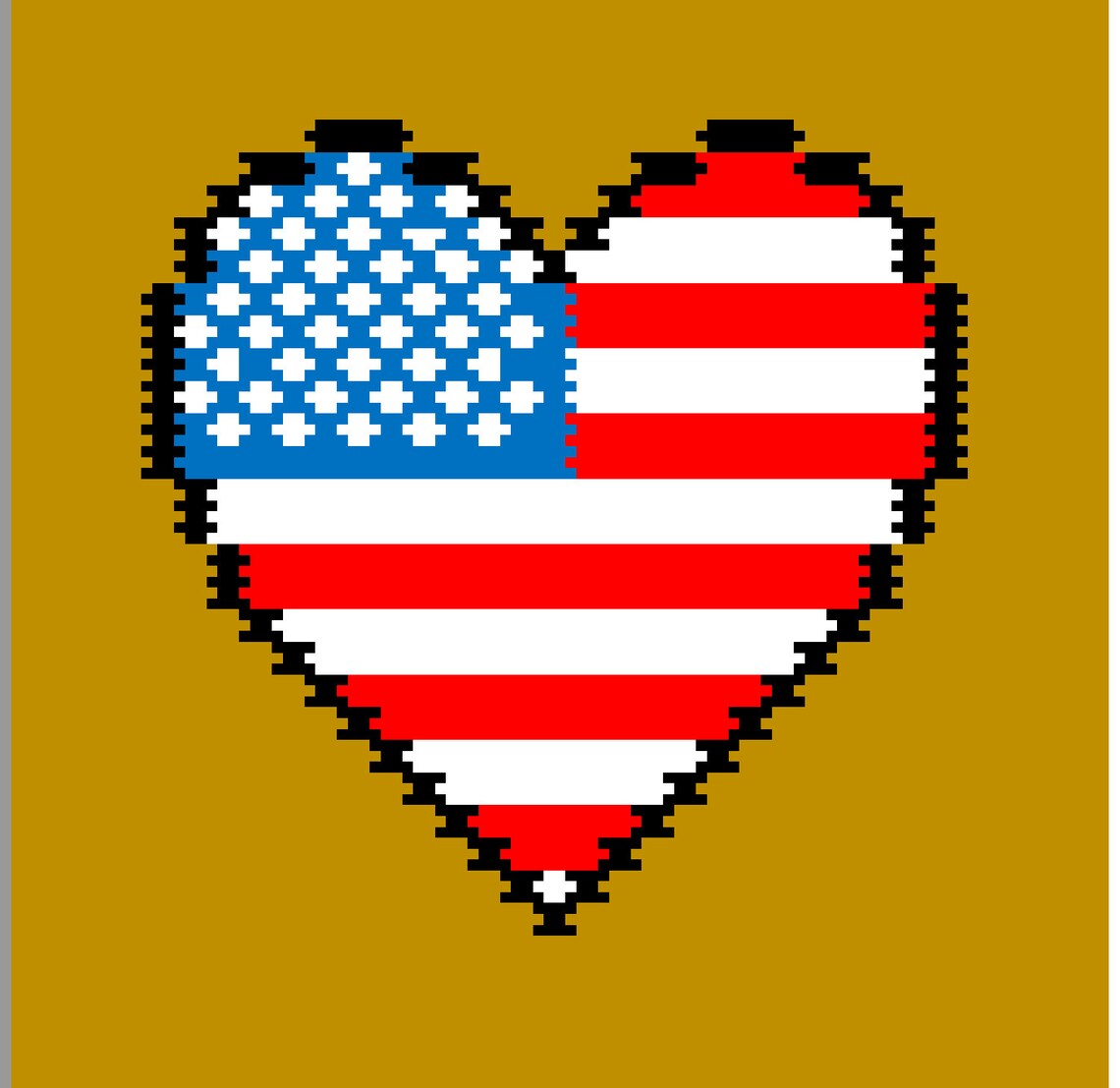 American Flag Heart Design Continuous Square Graphgan 40 Row Graph - Etsy