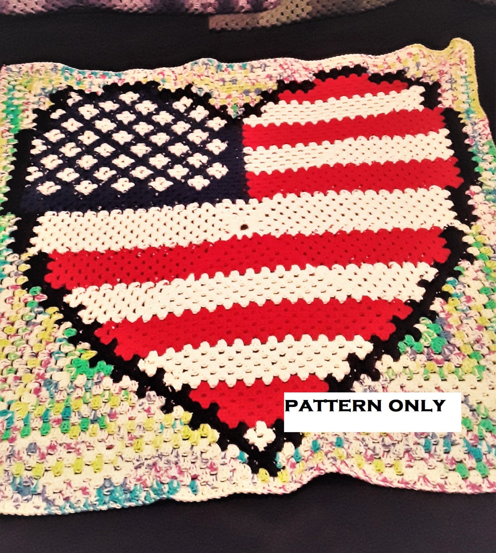 American Flag Heart Design Continuous Square Graphgan 40 Row Graph - Etsy