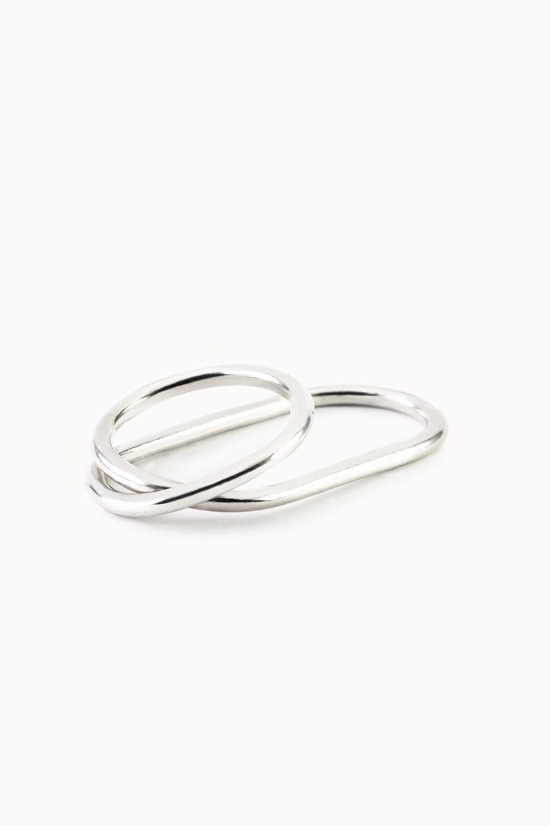 Double-finger Ring in Sterling Silver Contemporary Two Finger - Etsy