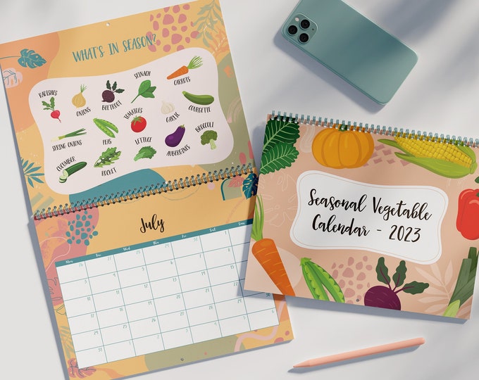 2023 Seasonal Vegetable Wall Calendar Kitchen Seasonal Eating Calendar ...
