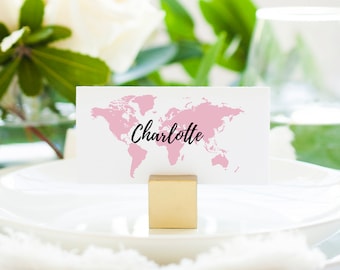 Travel Themed Wedding Place Cards With World Map Name Cards | Etsy