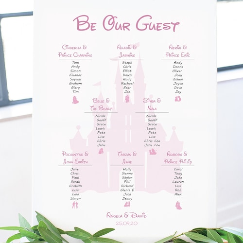 Disney Theme Wedding Table Plan Cards Seating Chart Cards - Etsy