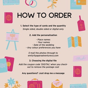 Travel Theme Table Name Cards for Destination Wedding Featuring Your ...