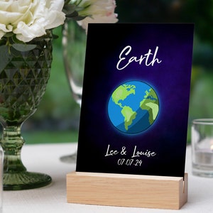 Space Theme Wedding Table Name Cards | Planet Table Names | Outer Space ...