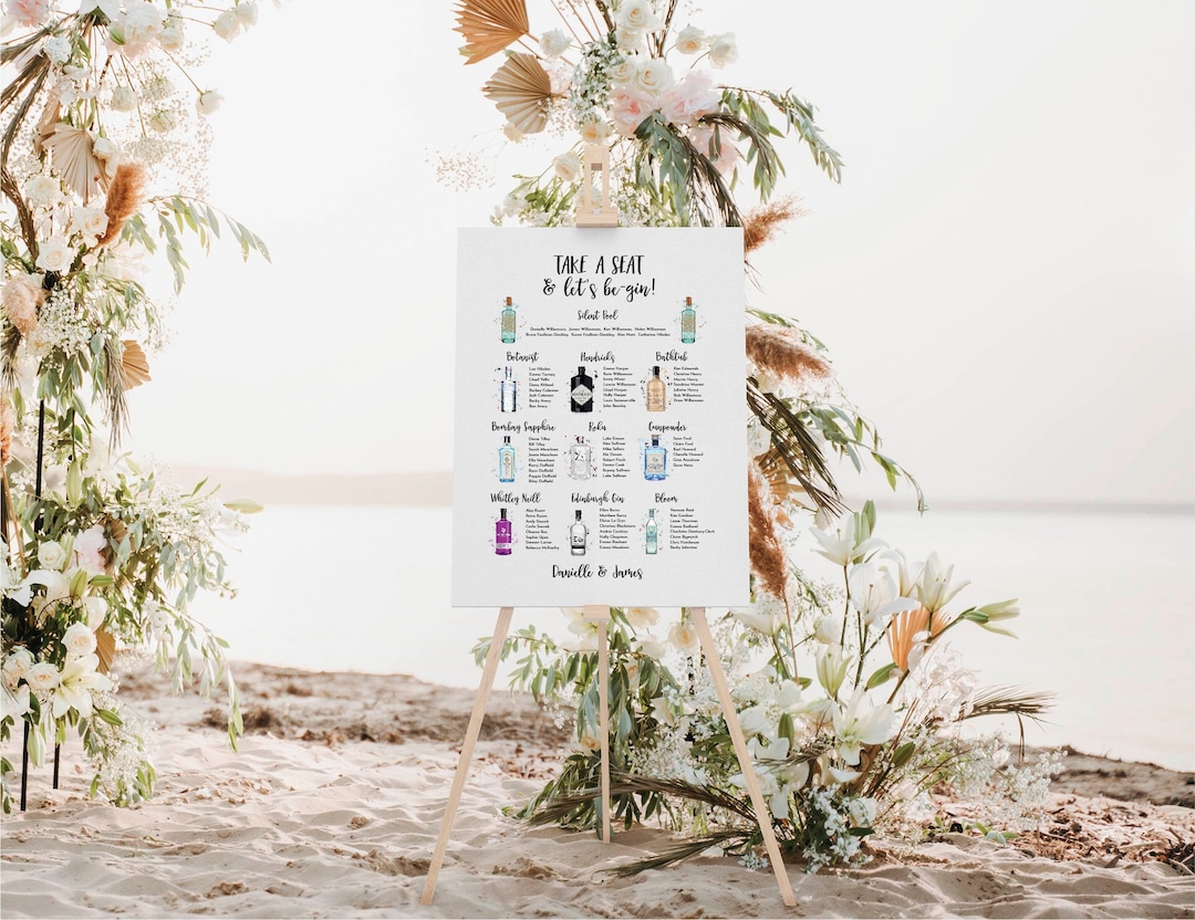 Gin Bottle Wedding Seating Plan Gin Table Plan Perfect for a Gin Themed ...