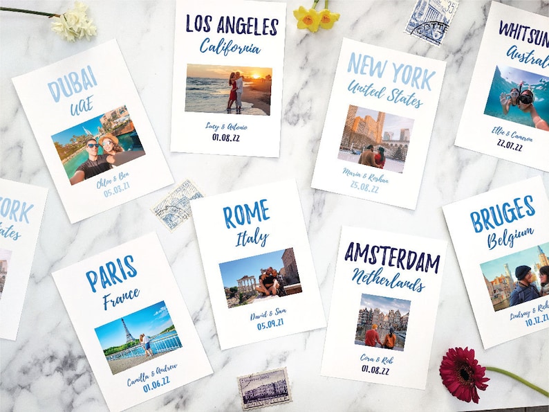 Travel Theme Table Name Cards for Destination Wedding - Etsy UK