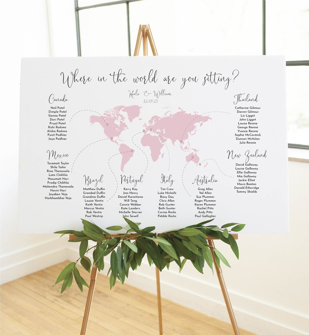 World Map Wedding Table Plan | Travel Theme Seating Chart ...