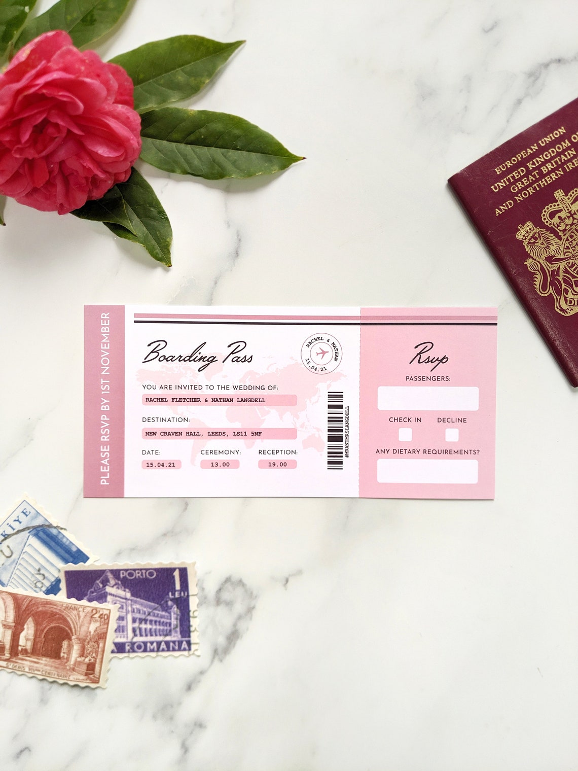 Boarding Pass Wedding Invitation Passport Invite Wedding - Etsy UK