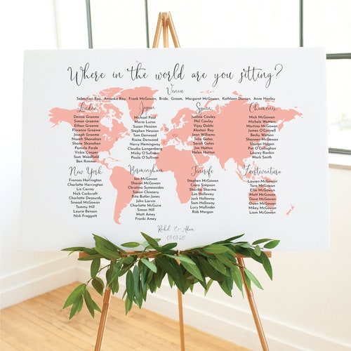 Travel Theme Seating Chart Sign where in the World Are - Etsy