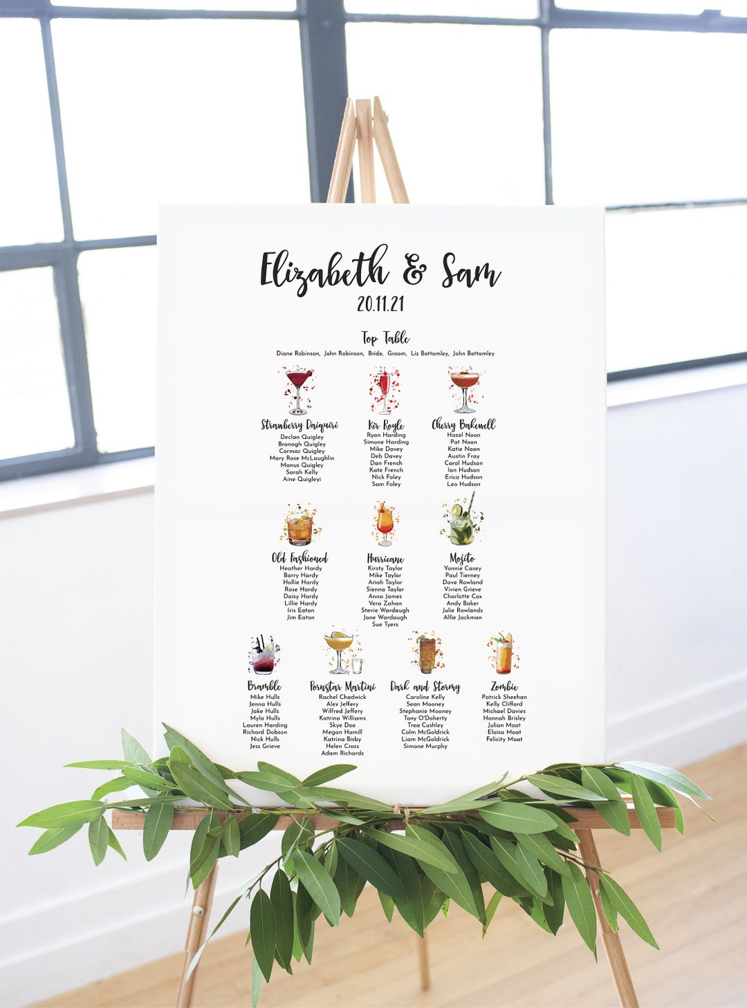 Cocktail Wedding Seating Plan - Etsy UK