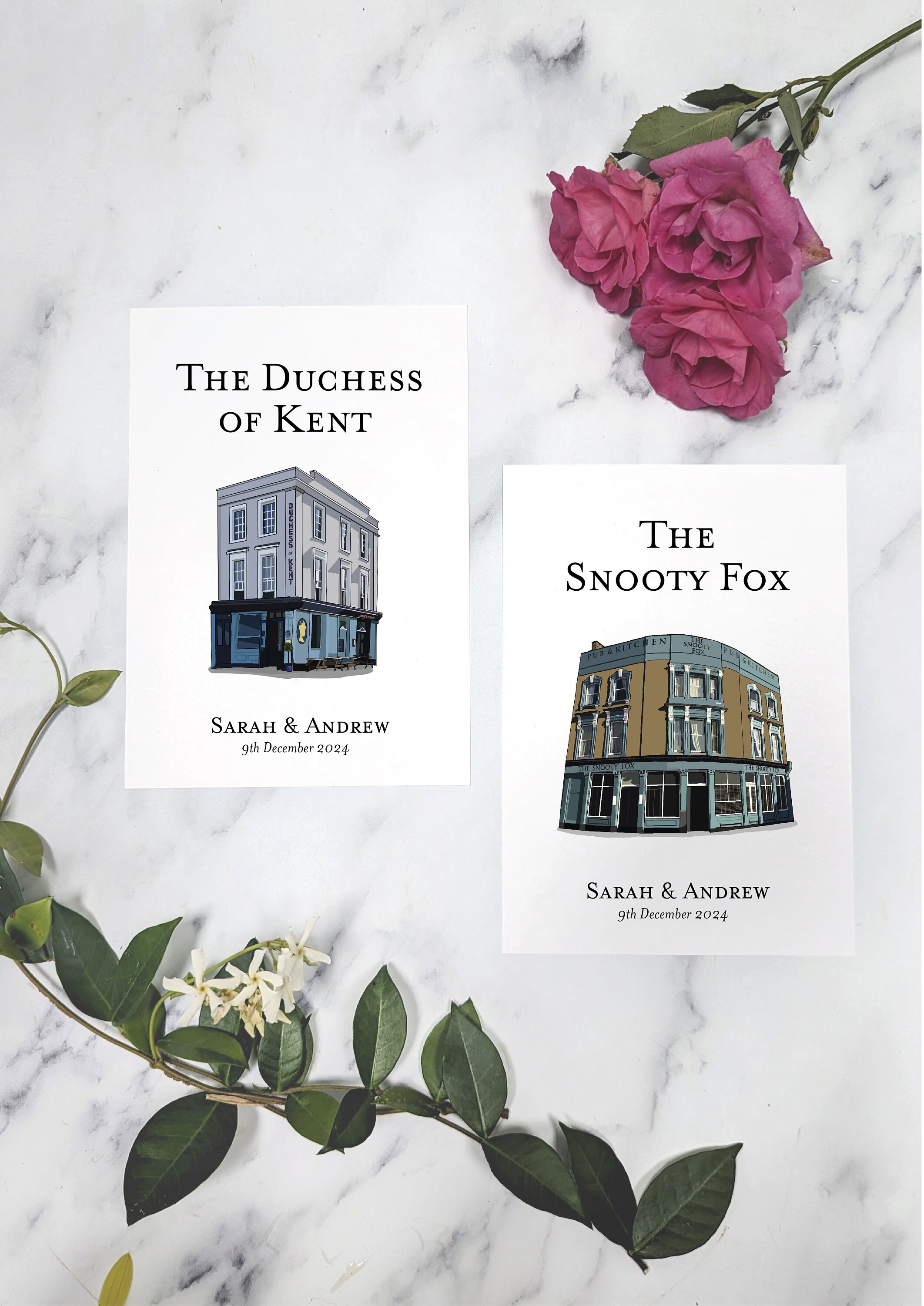 Pub Wedding Table Name Cards | Pub Illustrations | Wedding Table ...
