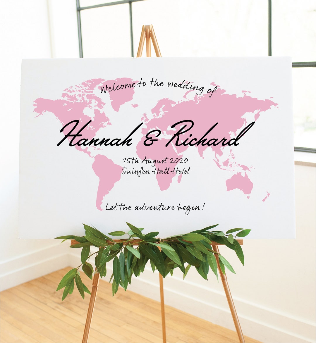 Wedding Welcome Sign - World Map - for Travel Themed Weddings - Etsy