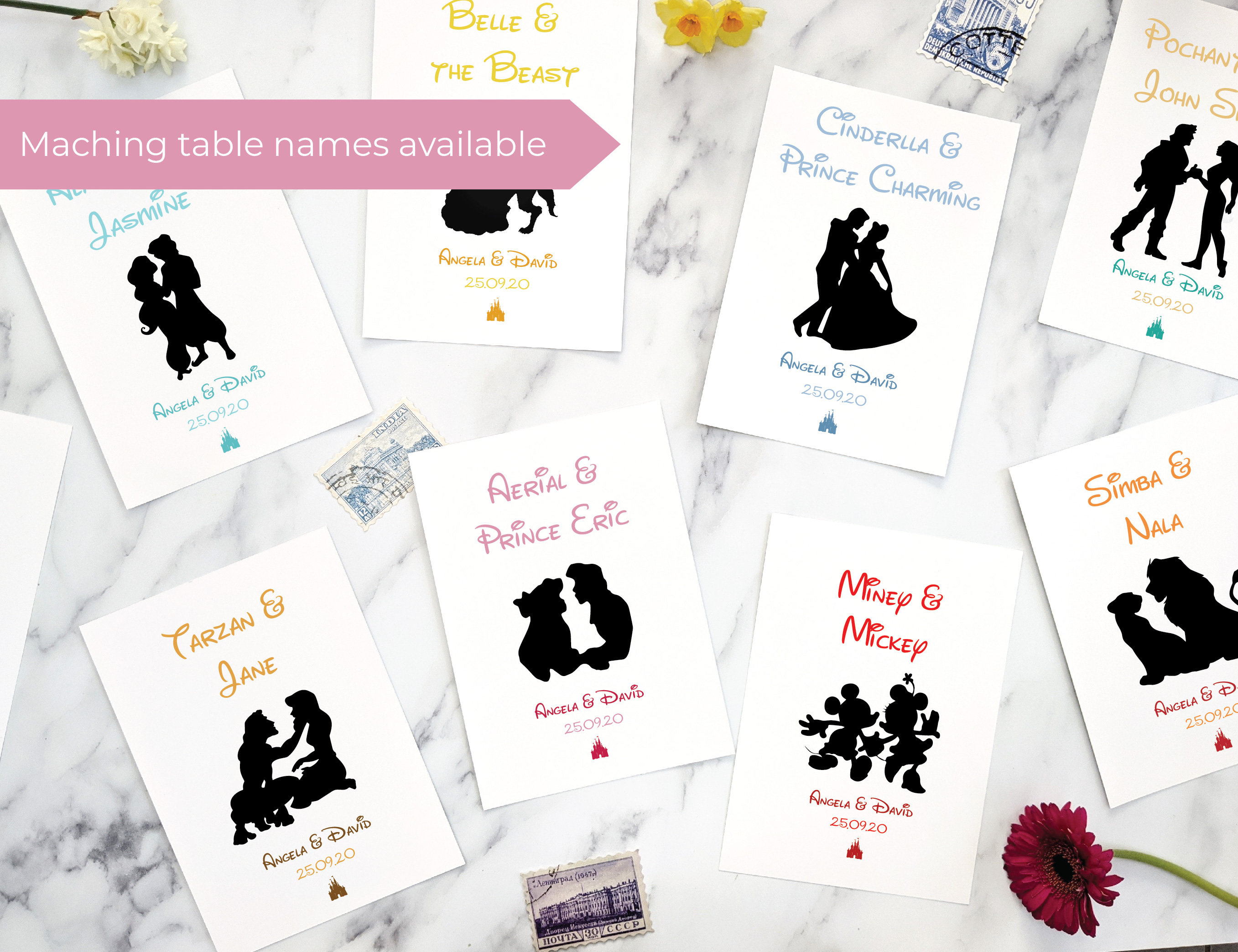 Disney Theme Wedding Table Plan Cards Seating Chart Cards | Etsy