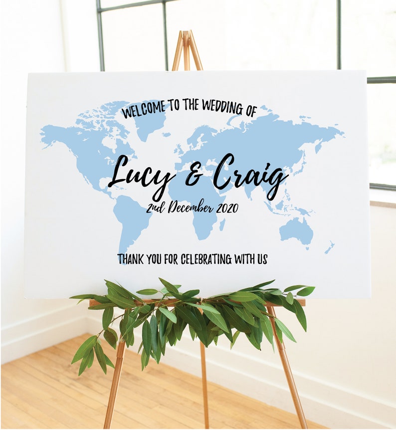 World Map Welcome Sign for Travel Themed Weddings - Etsy