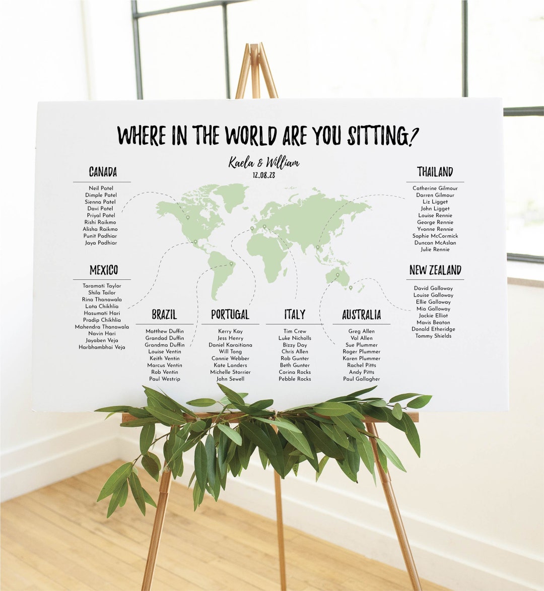 World Map Table Plan, Seating Chart, Travel Themed Wedding - Etsy