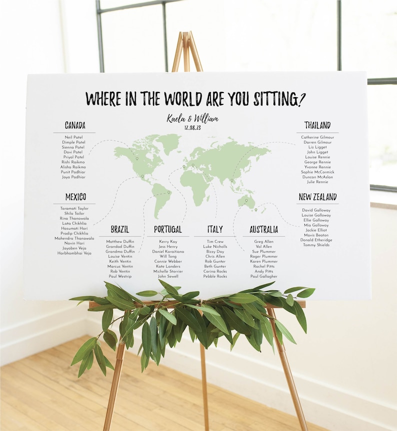 World Map Table Plan, Seating Chart, Travel Themed Wedding - Etsy