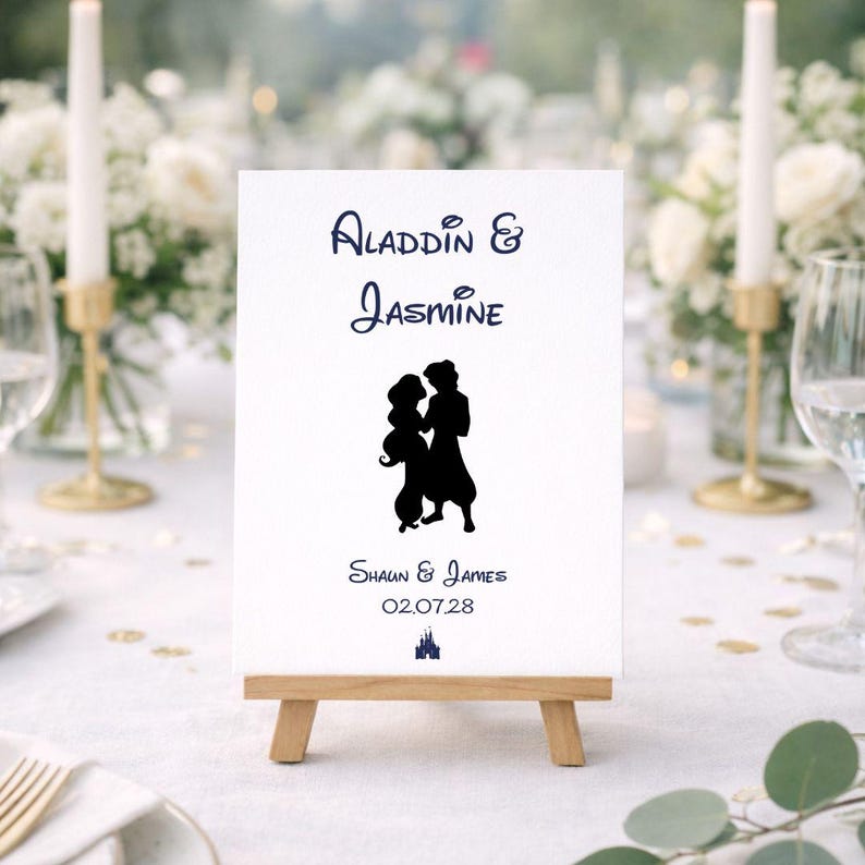 Disney Wedding Table Name Cards | Disney Characters | Movie Couples ...
