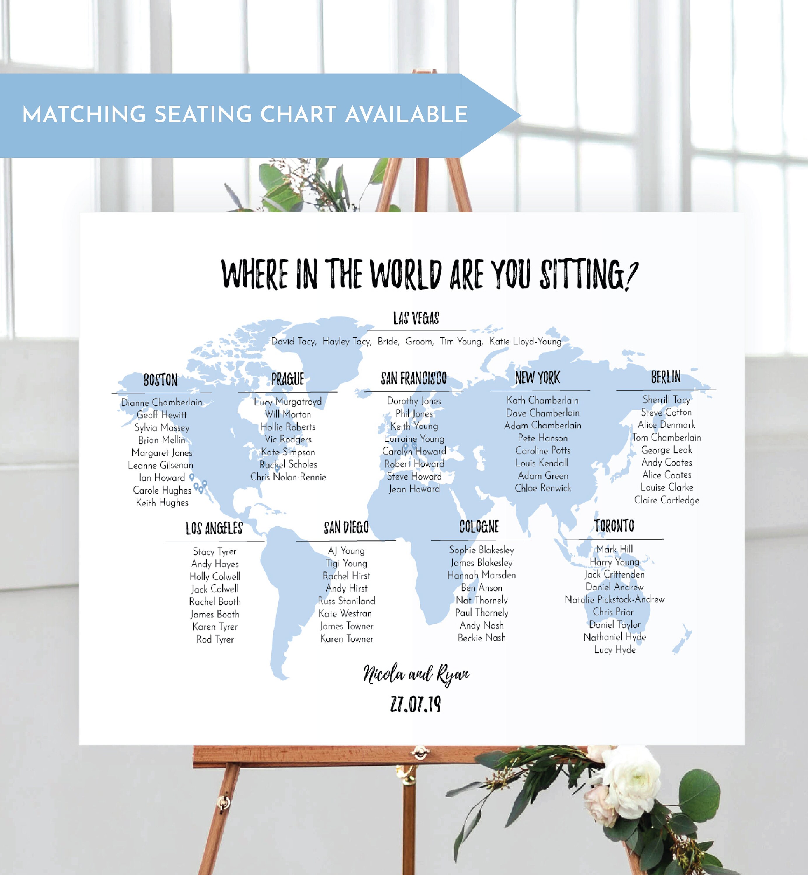 Travel Theme Table Name Cards for Destination Wedding- Cities/countries ...