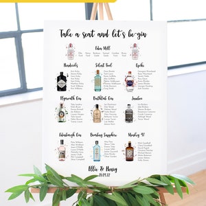 Gin Bottle Wedding Table Names, Gin Themed Seating Plans, Gin Table ...