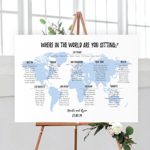 World Map Table Plan, Seating Chart, Travel Themed Wedding - Etsy