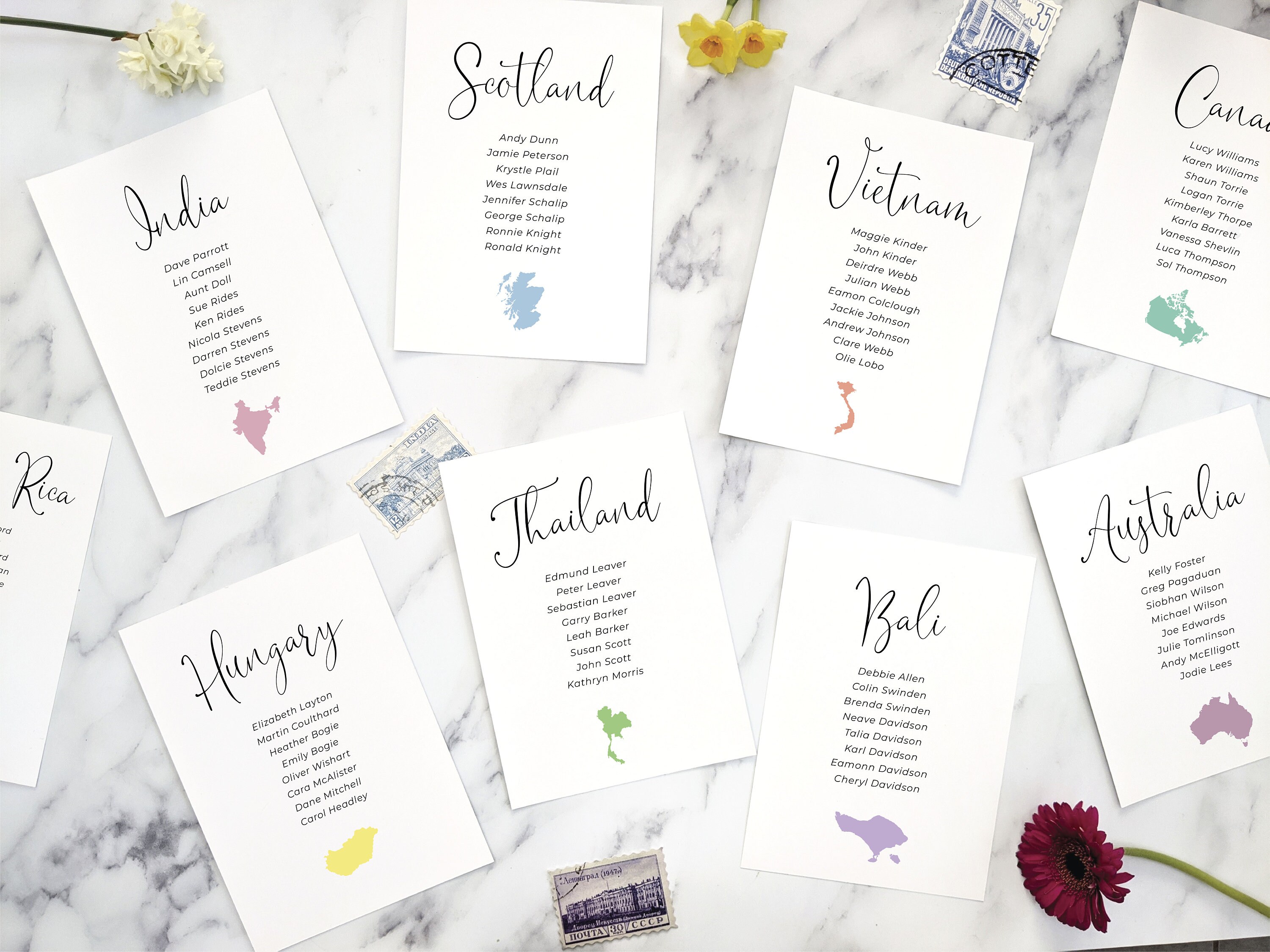 Travel Theme Wedding Seating Plan Cards | Destination Table Chart Cards ...