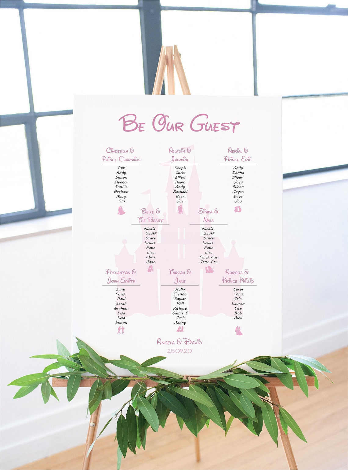 Disney Theme Wedding Table Plan, Seating Chart - Disney Character ...