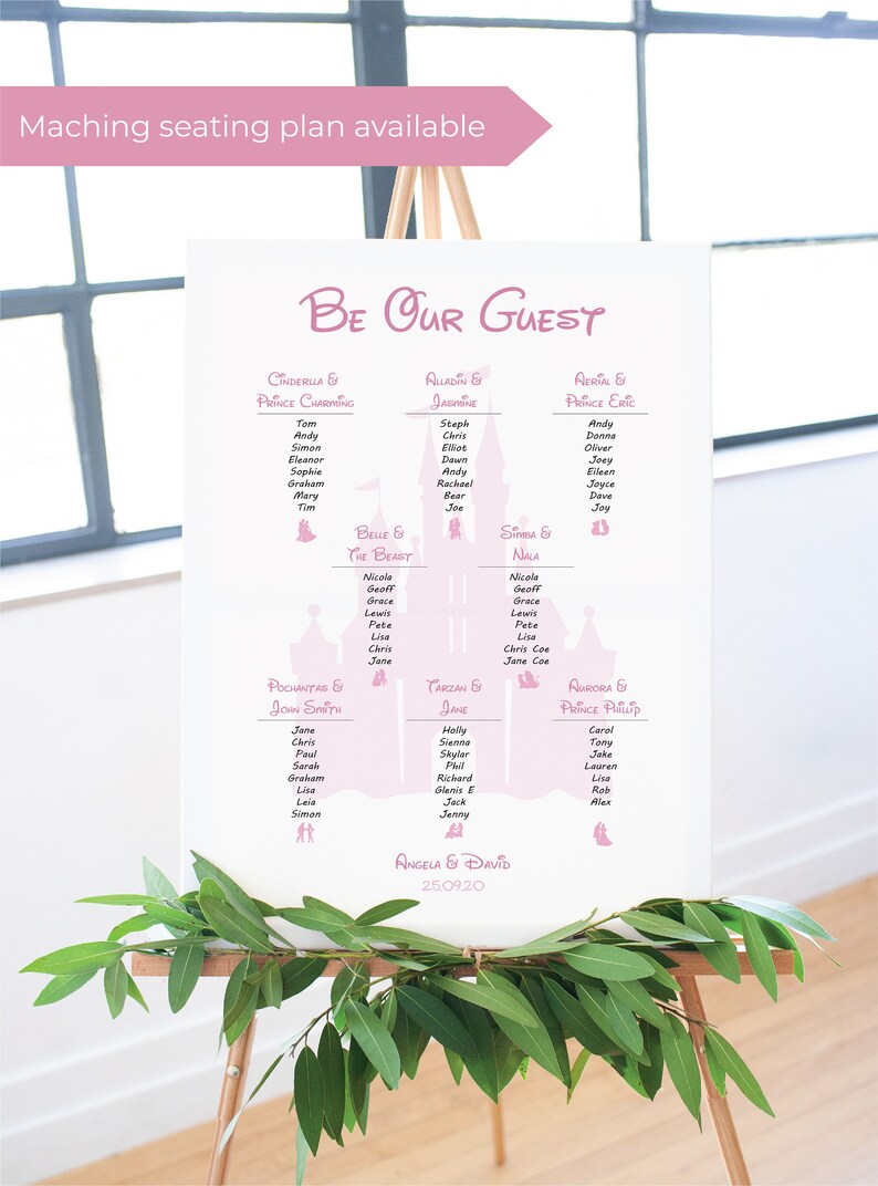 Disney Couples - Wedding Table Name Cards - Your Favourite Characters ...